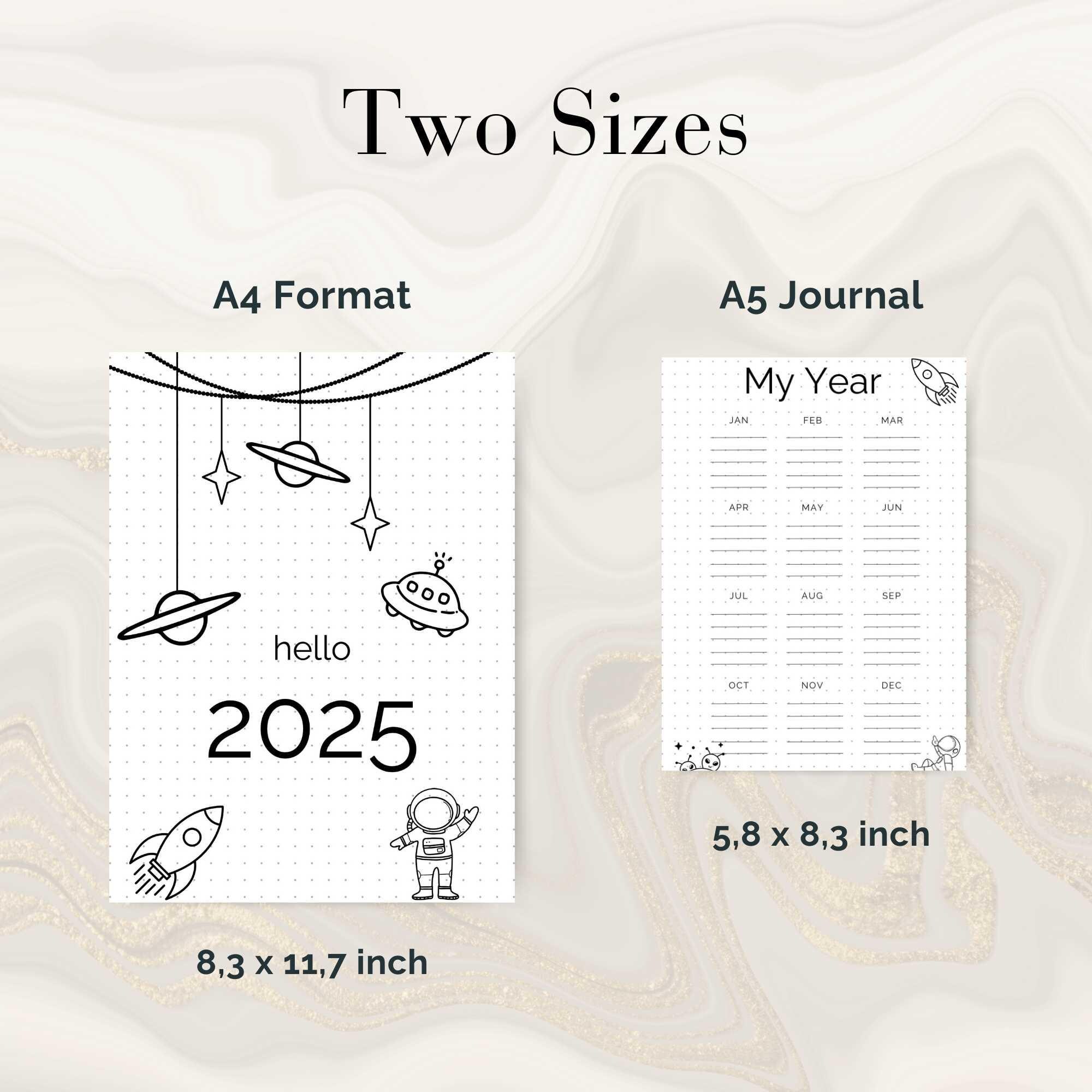 Hello 2025 Space Themed Cover Page and My Year Page | Bullet Journal ...