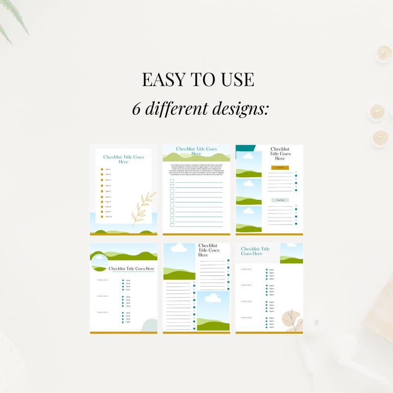 6 Checklist Templates Canva | Editable Canva Template | Digital ...
