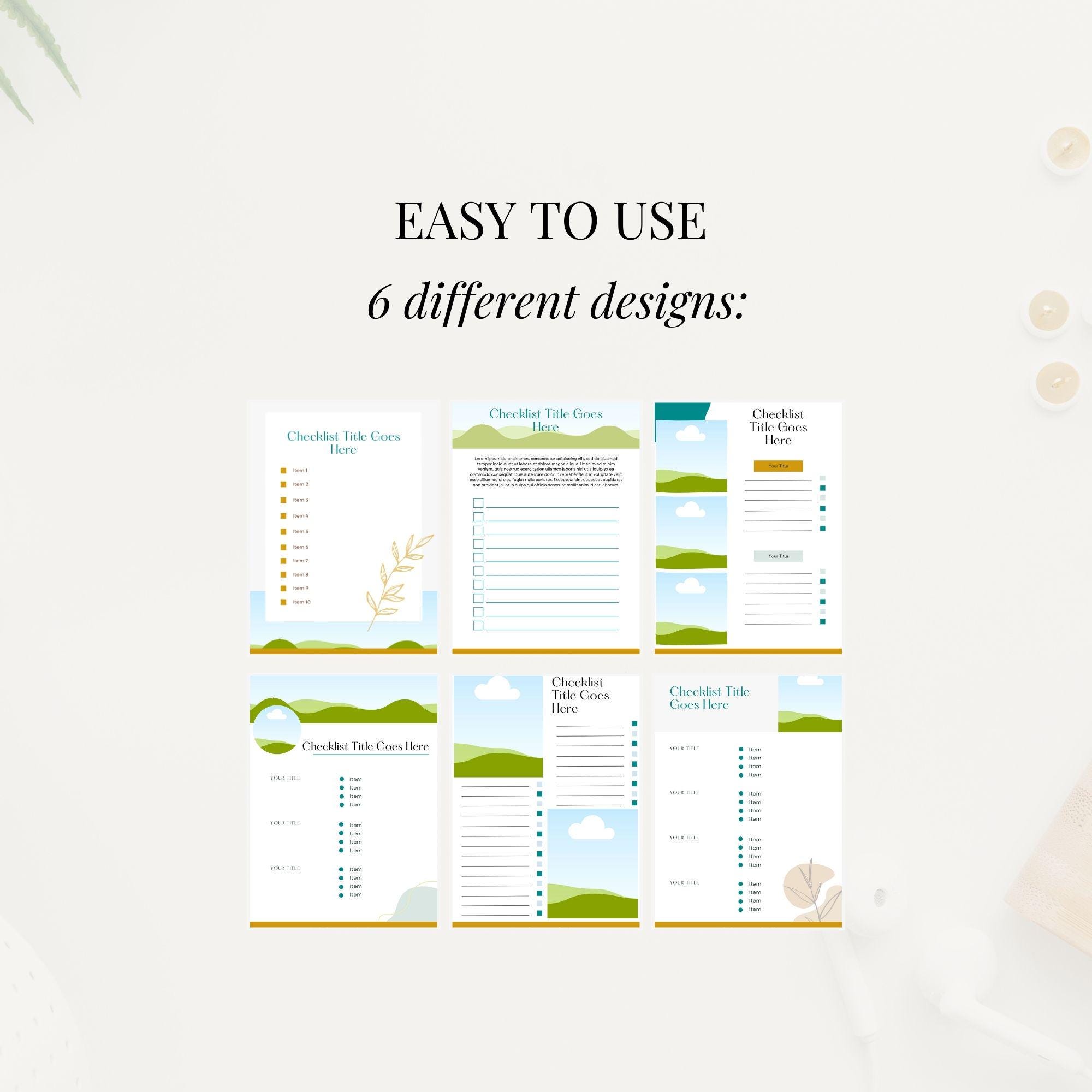 6 Checklist Templates Canva | Editable Canva Template | Digital ...
