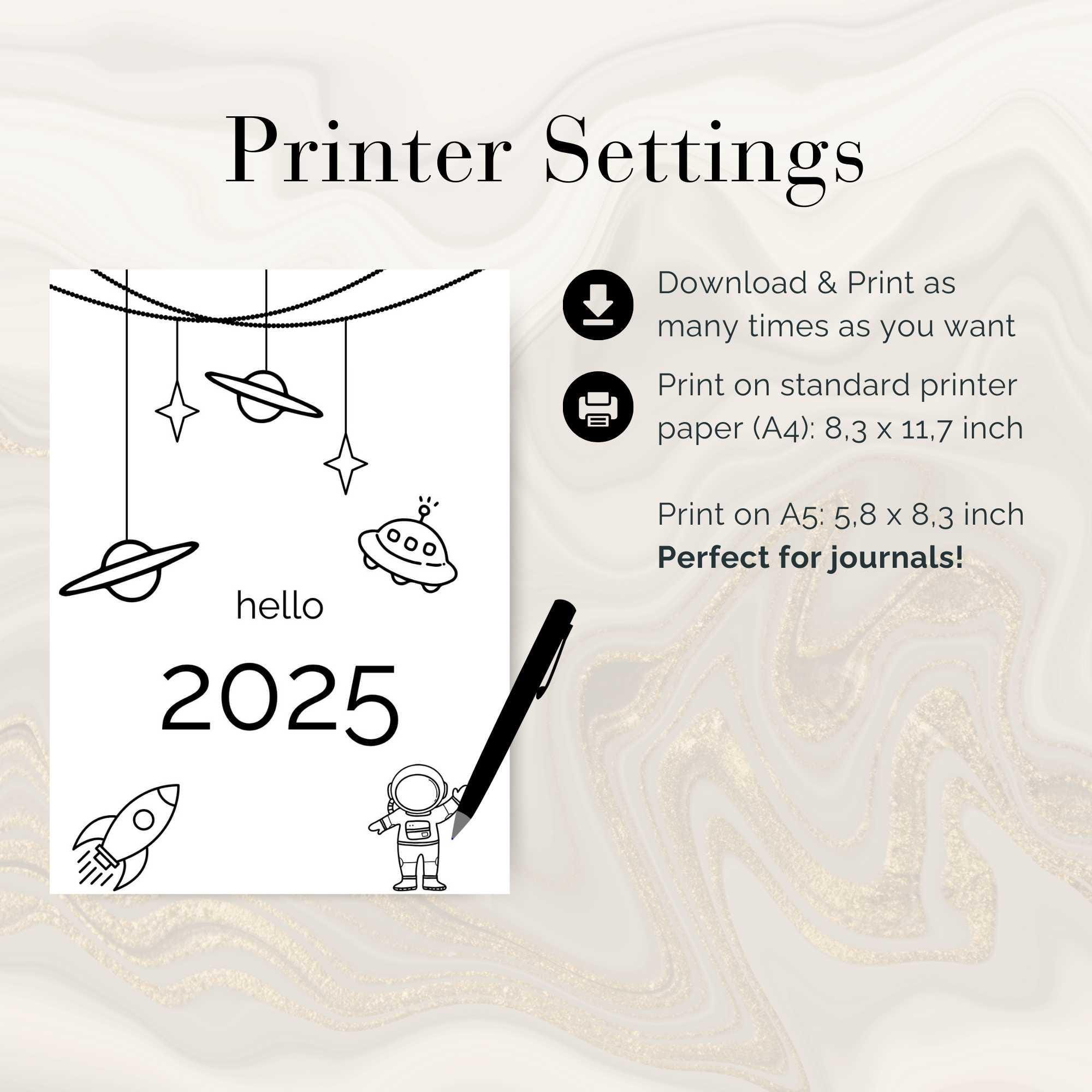 Hello 2025 Space Themed Cover Page and My Year Page | Bullet Journal ...