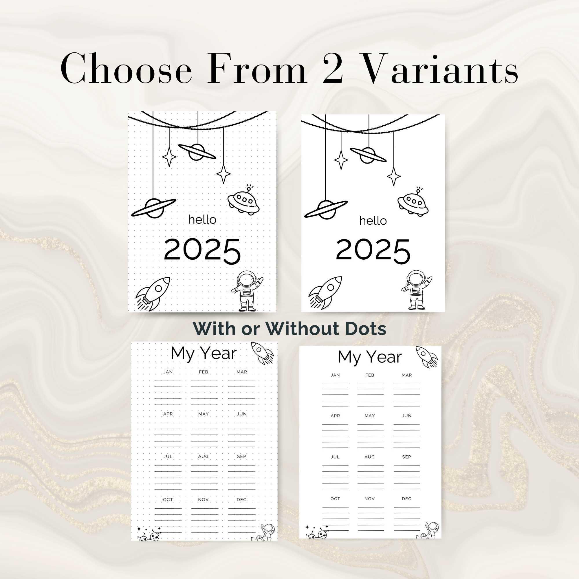 Hello 2025 Space Themed Cover Page and My Year Page | Bullet Journal ...