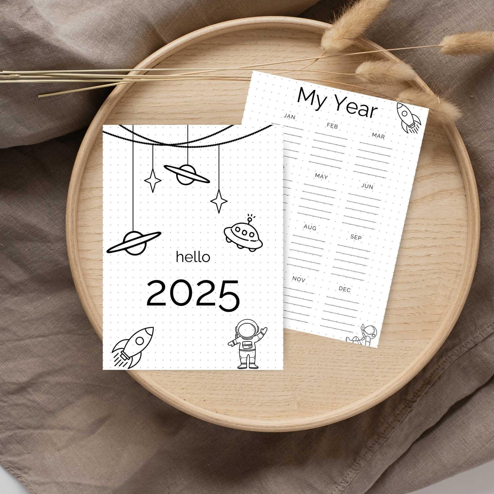 Hello 2025 Space Themed Cover Page and My Year Page | Bullet Journal ...