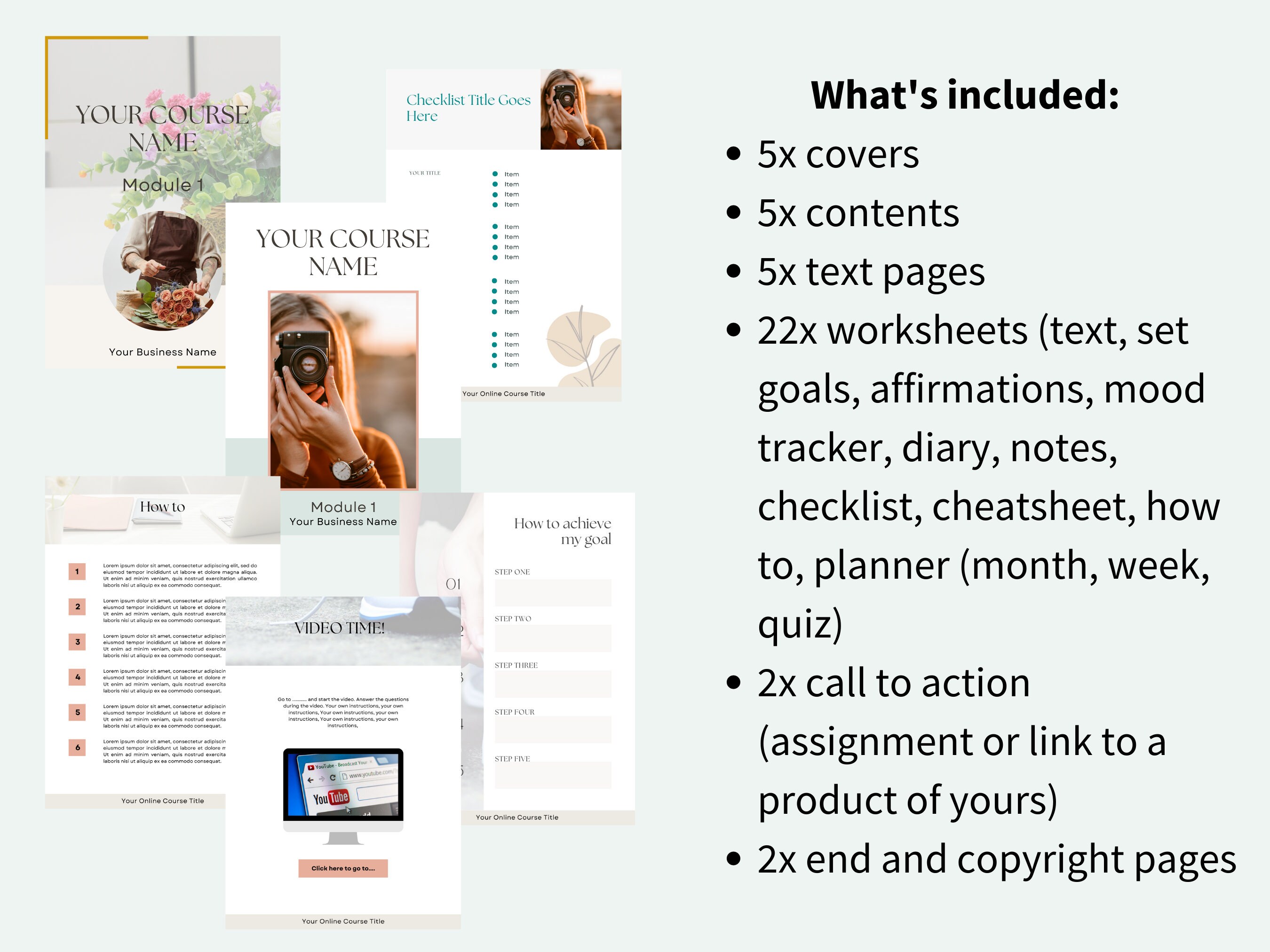 Online Course Workbook Templates for Canva Ebook Template, Course ...