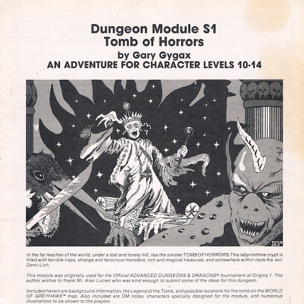 Advanced Dungeons & Dragons Module S1 Tomb of Horrors - Etsy