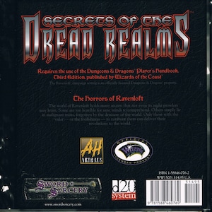 Ravenloft Dungeon & Dragons D20 3rd Edition Gamemaster Screen, Secrets ...