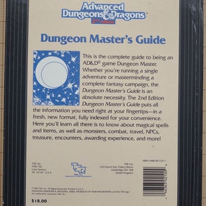 Advanced Dungeons and Dragons 2nd Edition Dungeon Master's Guide, TSR ...