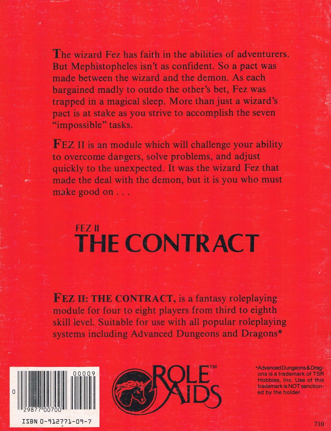 The Contract Fez II A Vintage Role Aids Adventure Suitable for Advanced ...