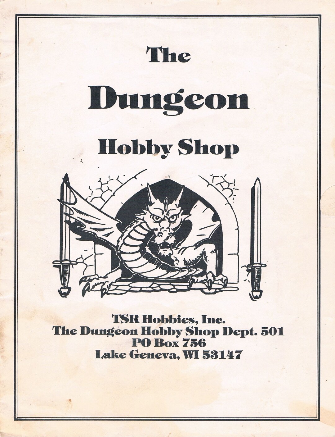 The Dungeon Hobby Shop Retail Order Blank TSR 1981 Listing of Products ...