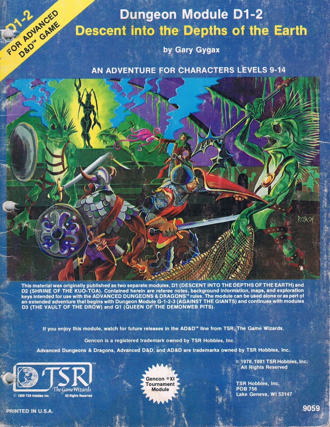 D1-2 Descent Into the Depths of the Earth TSR9059, Advanced Dungeons ...