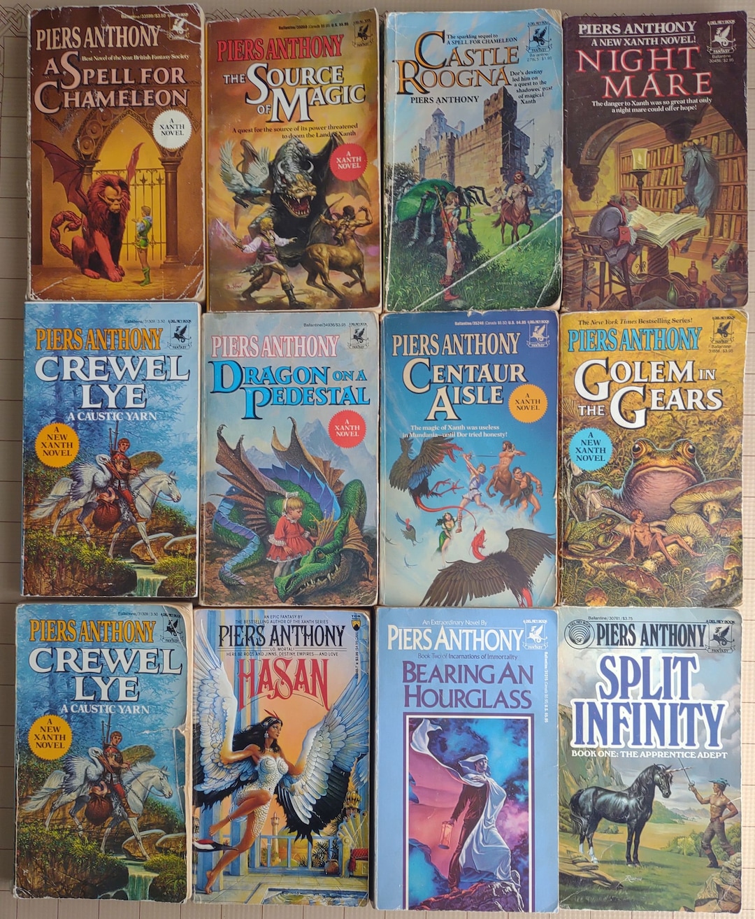 Vintage Piers Anthony Paperback Novels Magic of Xanth Books, Bearing an Hourglass, Split ...