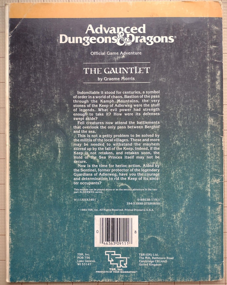 UK3 the Gauntlet, Advanced Dungeons & Dragons First Edition Official ...