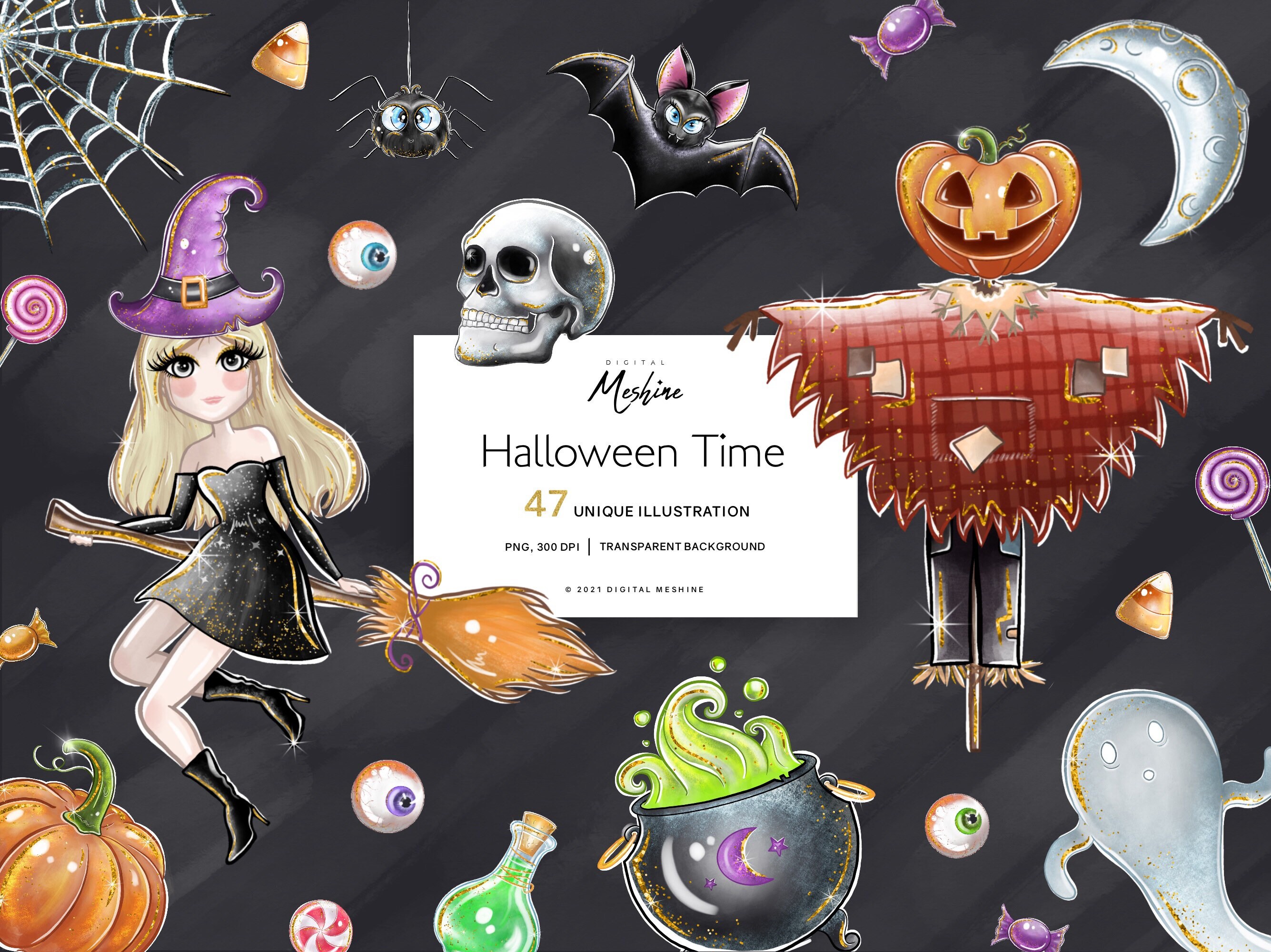 Halloween Clipart Witch Clipart Halloween Clip Art Fall | Etsy