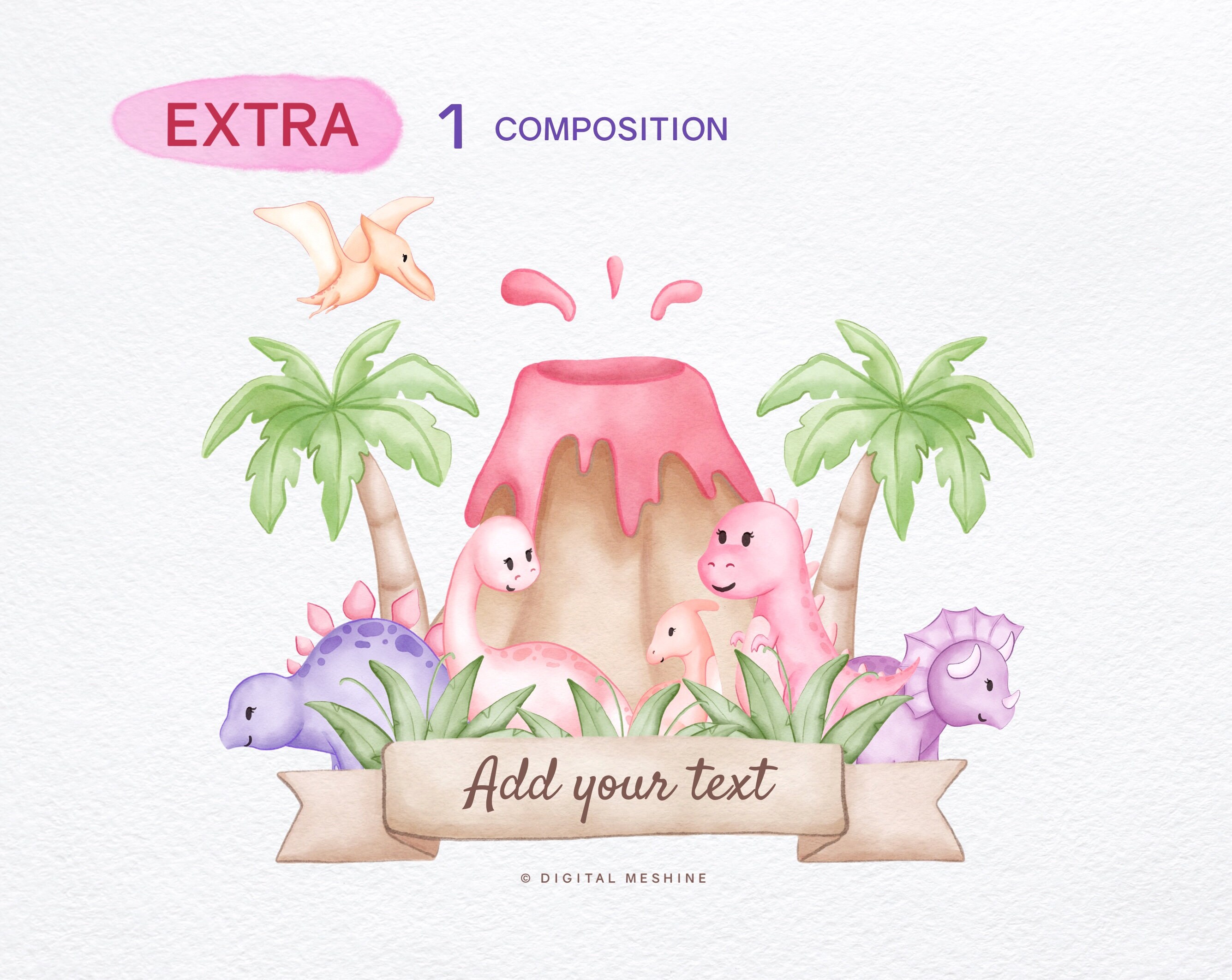 Girl Dinosaur Clipart Watercolor Dinosaur Clipart Baby Girl - Etsy ...