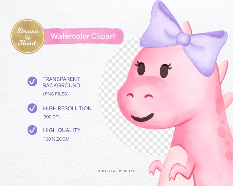 Girl Dinosaur Clipart Watercolor Dinosaur Clipart Baby Girl - Etsy Portugal