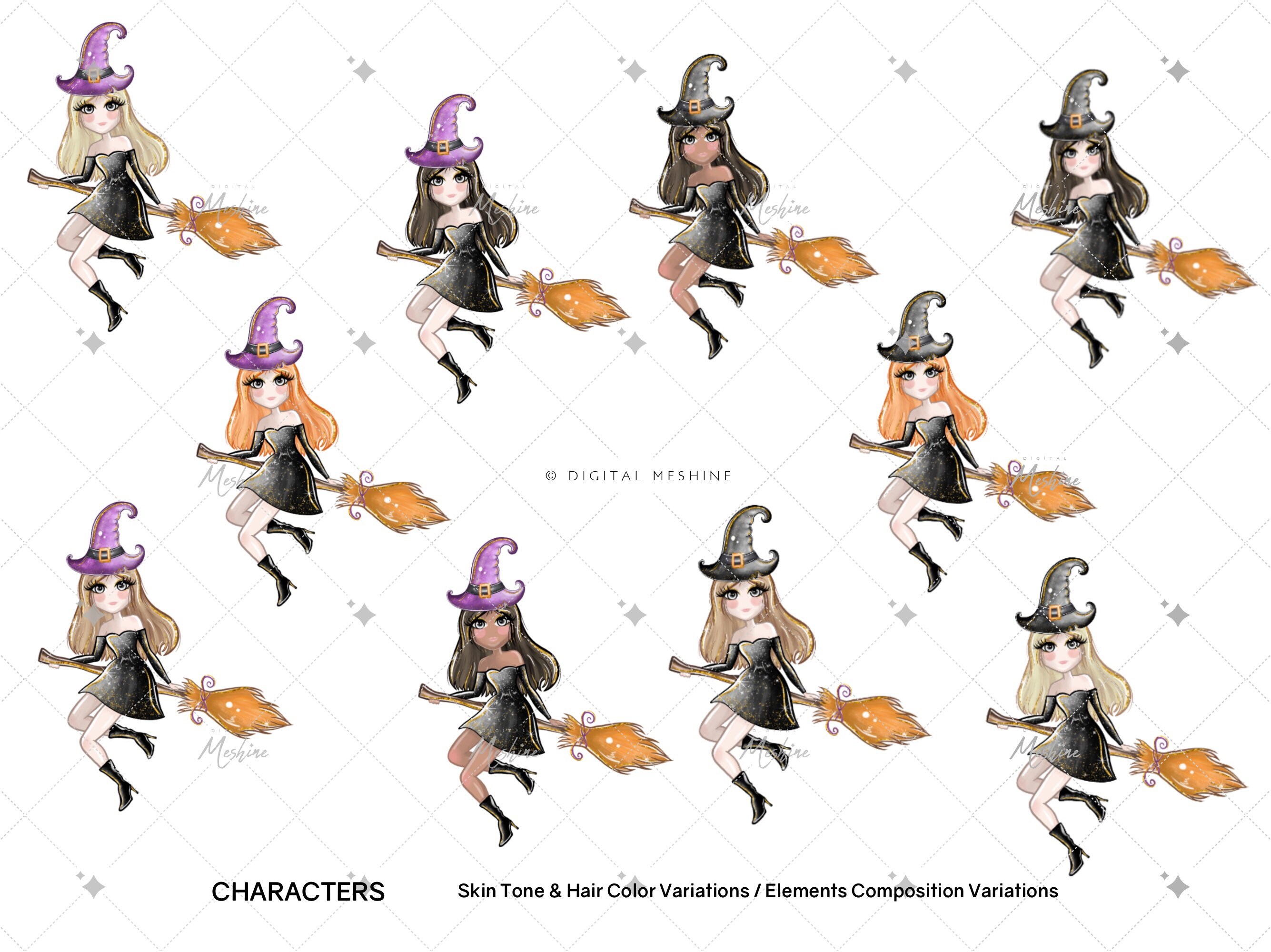 Halloween Clipart Witch Clipart Halloween Clip Art Fall | Etsy