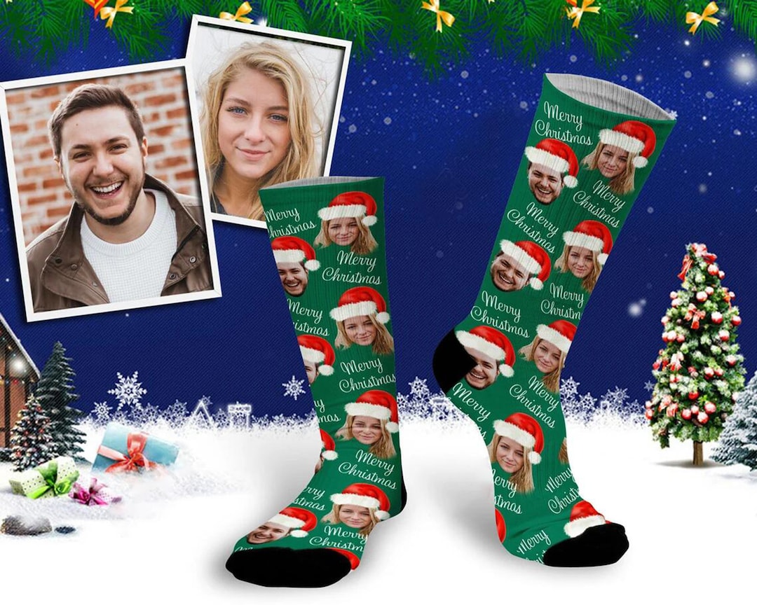 Custom Christmas Socks, Santa Hat Christmas Personalized Socks, Custom ...