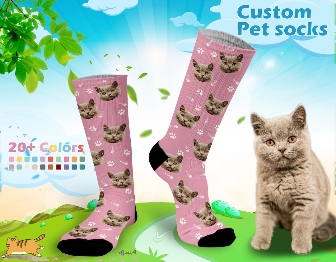 Custom Cat Socks,personalized Pet Photo Socks,put Your Cute Cat on ...