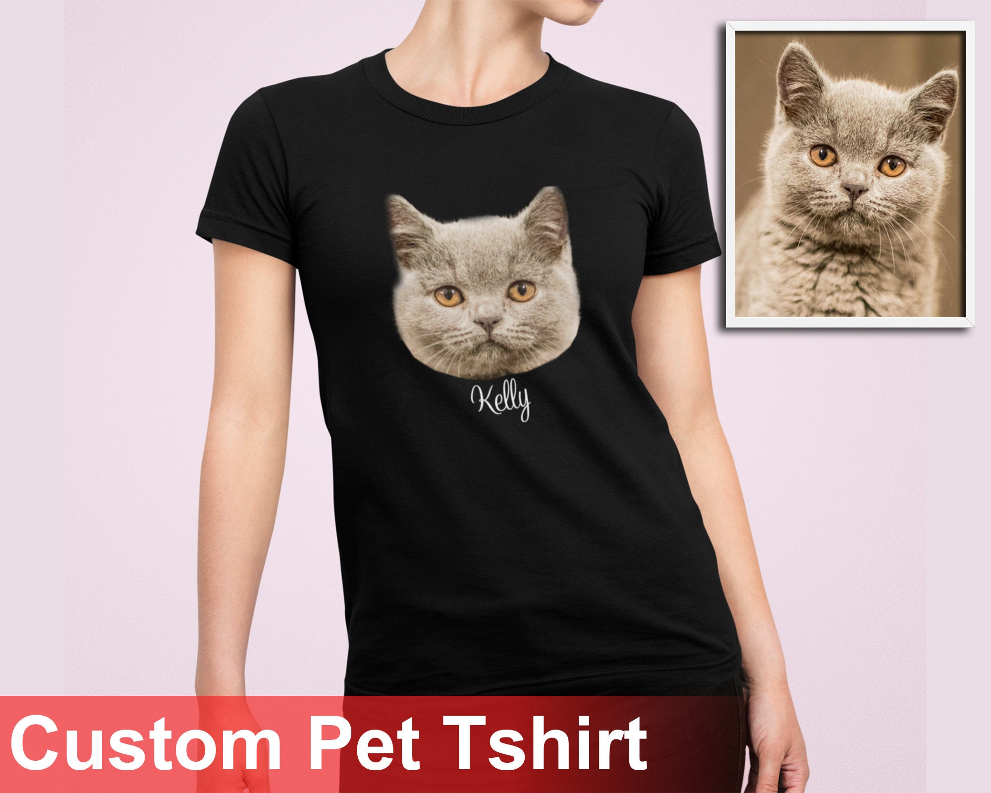 Dog T-shirt, Cat Shirt, Pet Face T-shirt, Personalized T-shirt, Custom ...