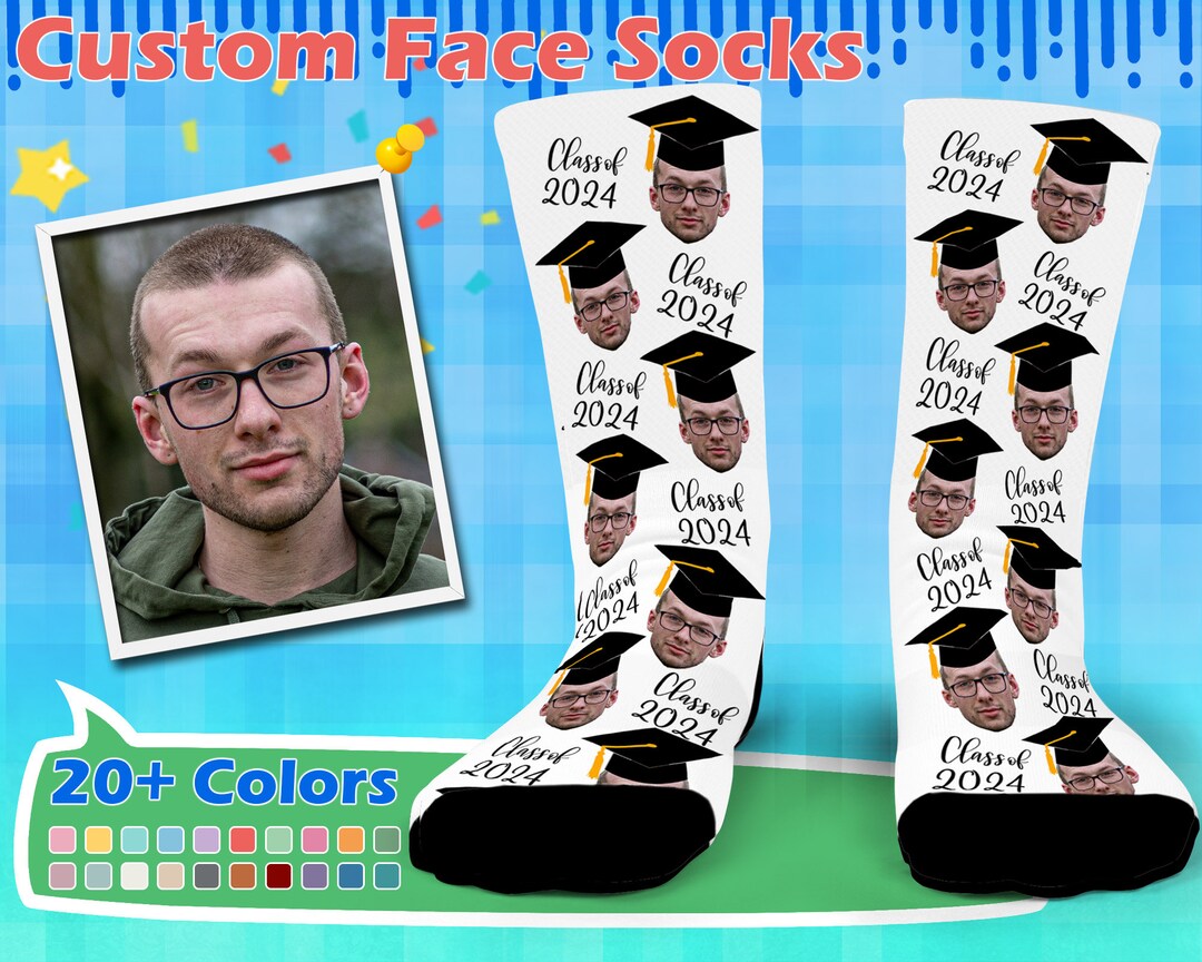 Custom Graduation Socks, Custom Face Socks, Graduation Gift for Him ...