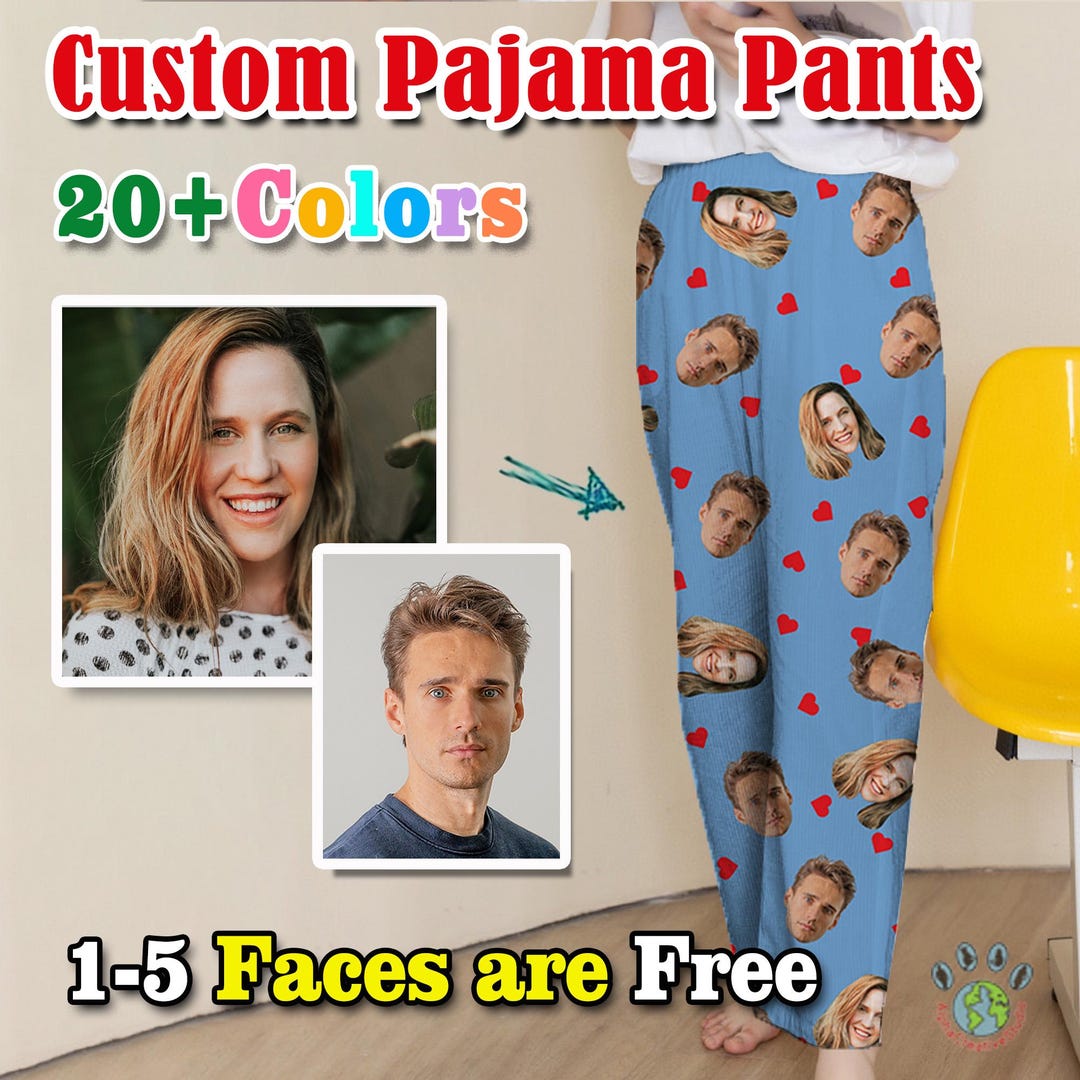 Custom Face Pajama Pants,pajama Pants for Women Men, Personalized Face ...