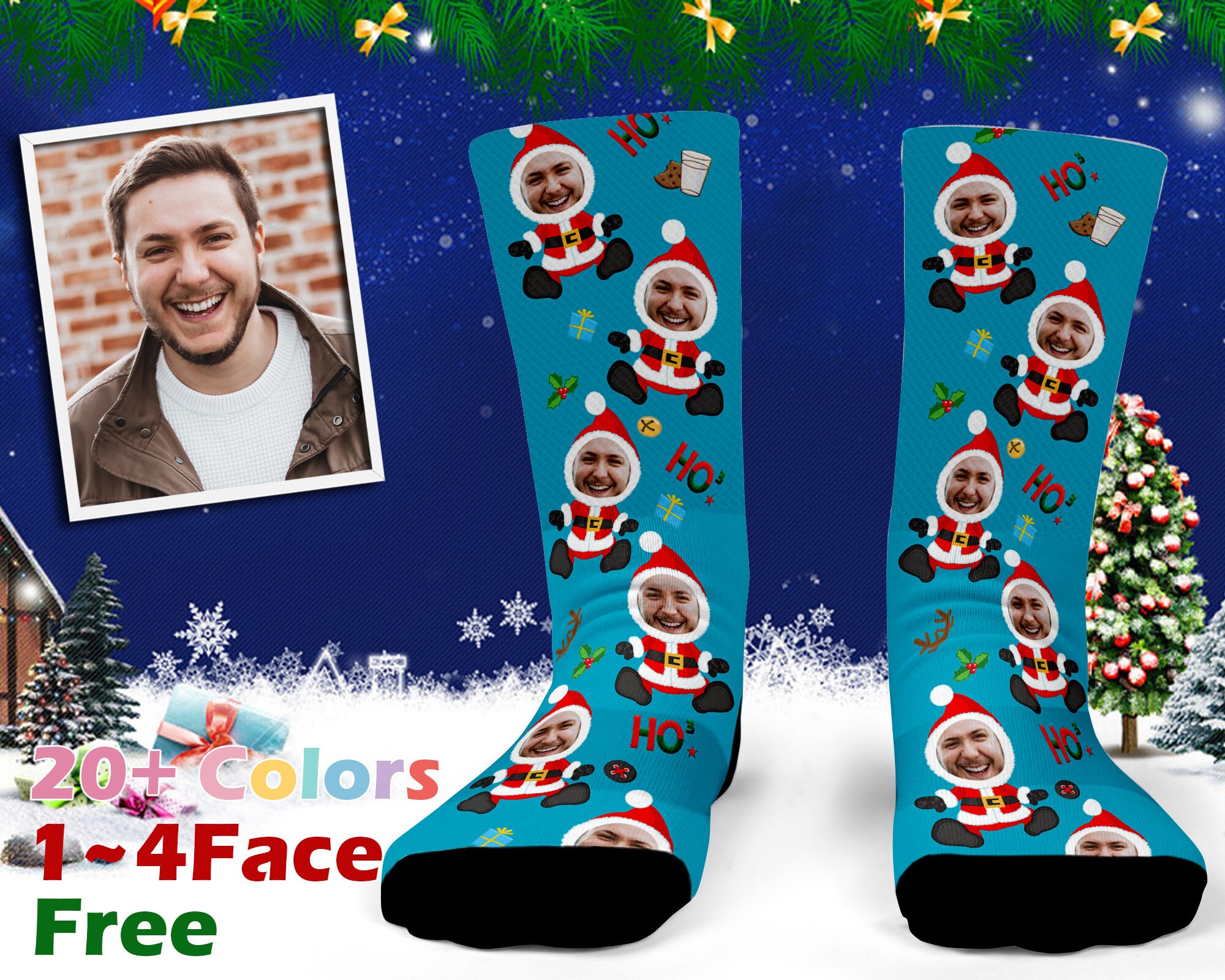 Custom Christmas Socks, Personalized Santa Socks, Custom Face Socks ...