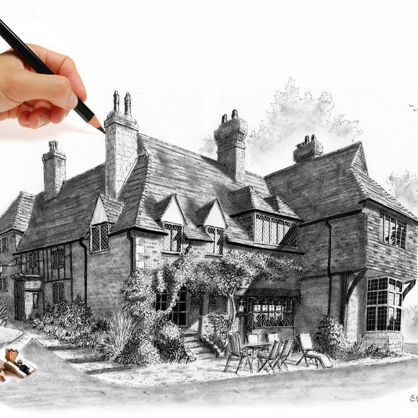 Custom House Portrait - Etsy