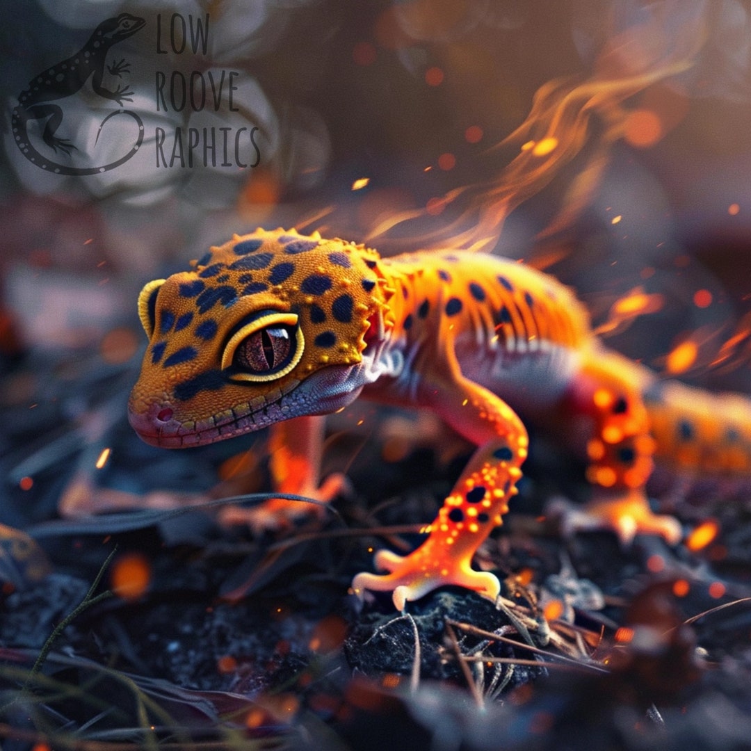Leopard Gecko Print Fire Type Pokemon Inspired - Etsy