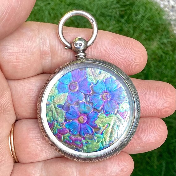 Antique sterling silver pocket watch locket pendant, … - Gem
