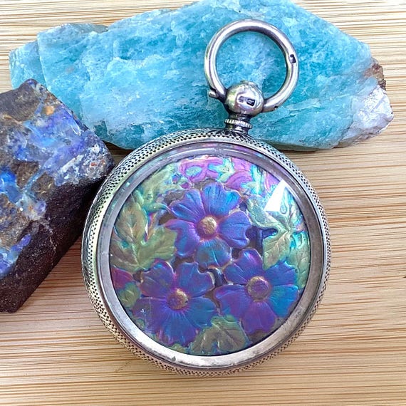 Antique sterling silver pocket watch locket pendant, … - Gem