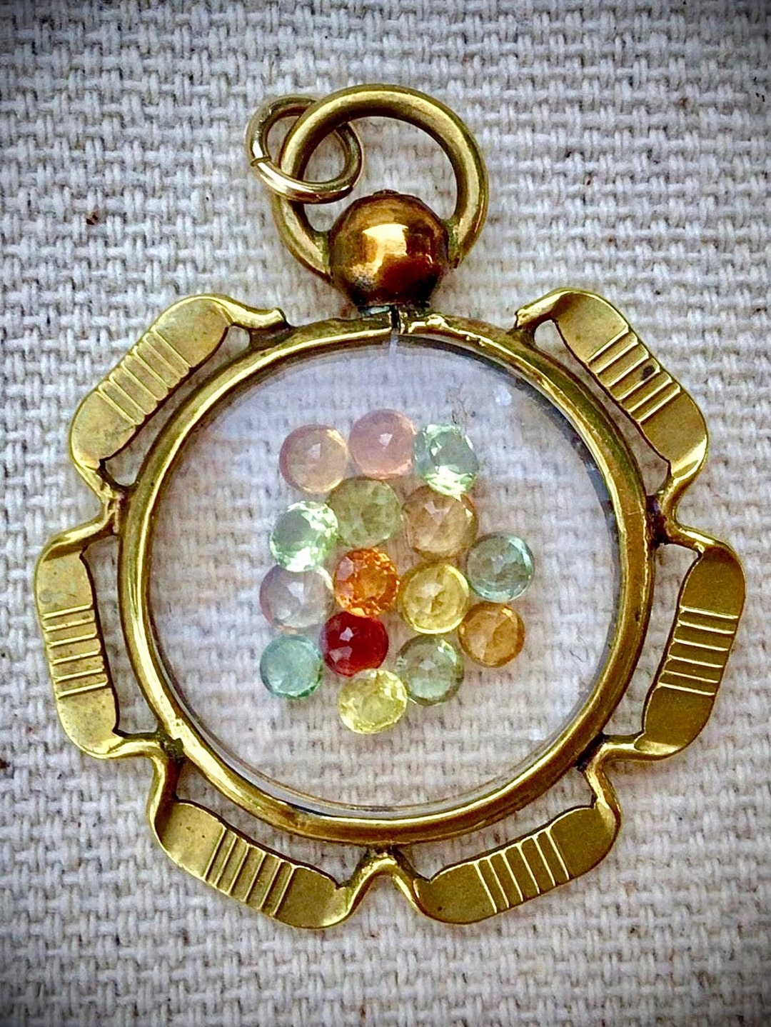 Genuine Antique Gem Shaker Locket, Edwardian Gold Tone Locket ...