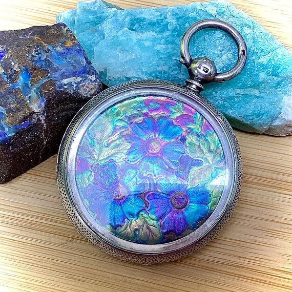 Antique sterling silver pocket watch locket pendant, … - Gem