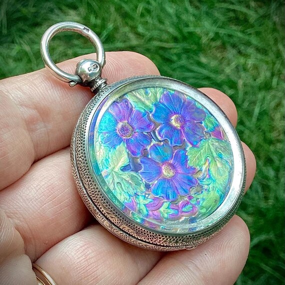 Antique sterling silver pocket watch locket pendant, … - Gem