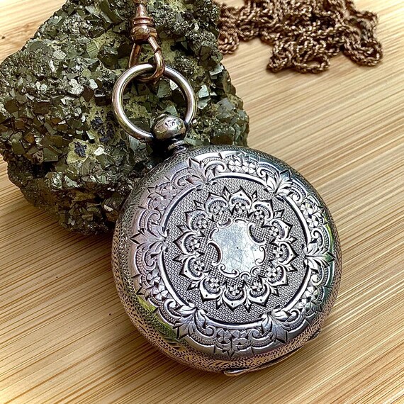 Antique sterling silver pocket watch locket pendant, … - Gem