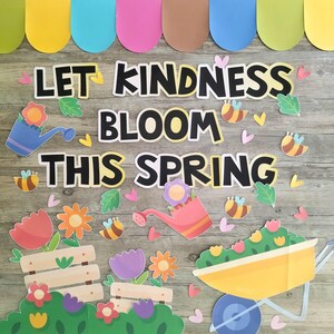 Spring Kindness Bulletin Board Kit/march Classroom Decor/kindergarten ...