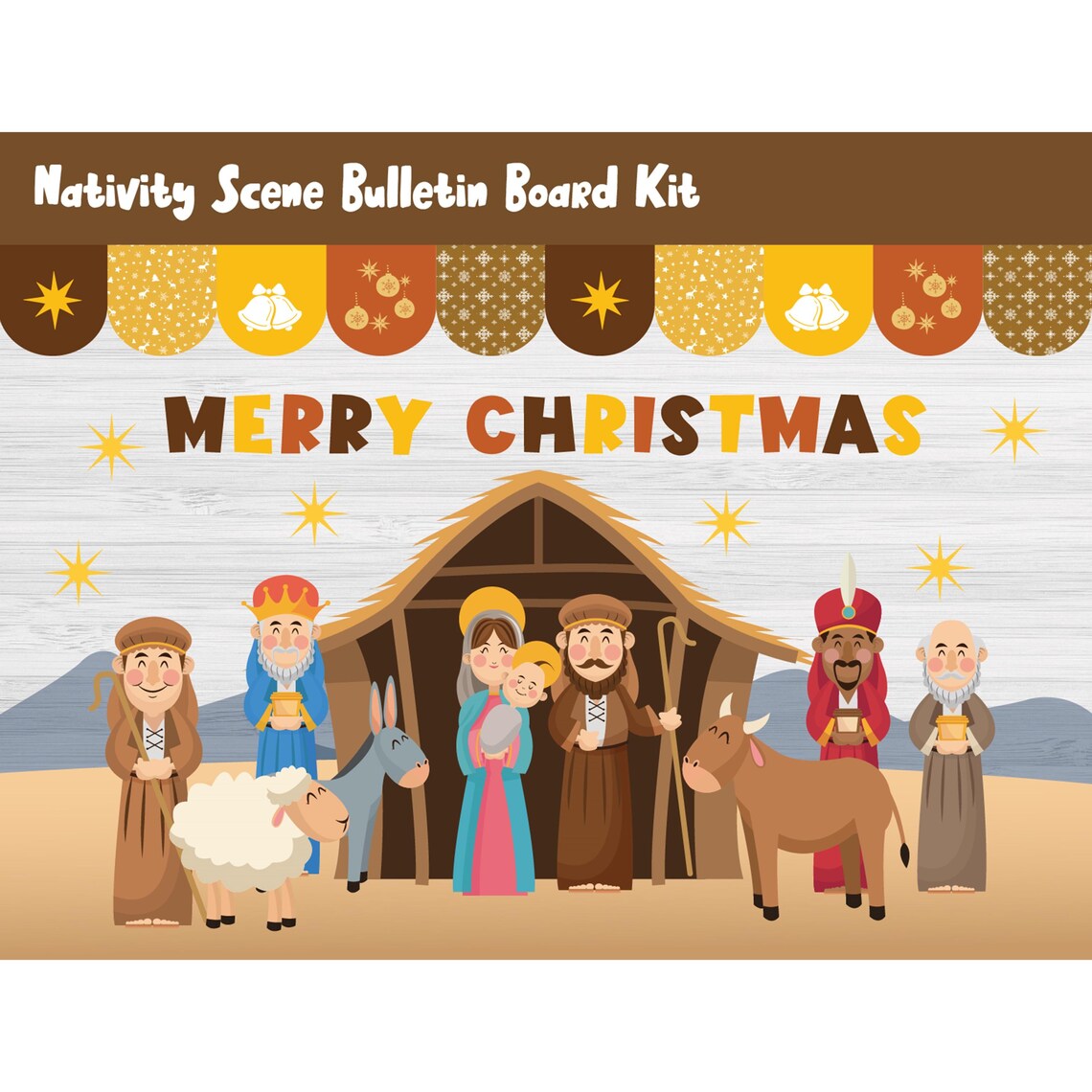 Nativity Christmas Bulletin Board Kit/christian/church Sunday School ...