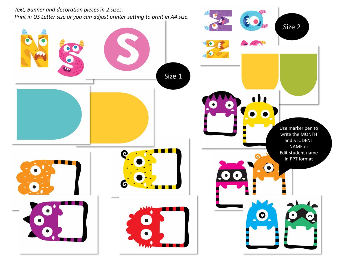 Kindergarten Bulletin Board Kit/halloween Monster Classroom Decor ...