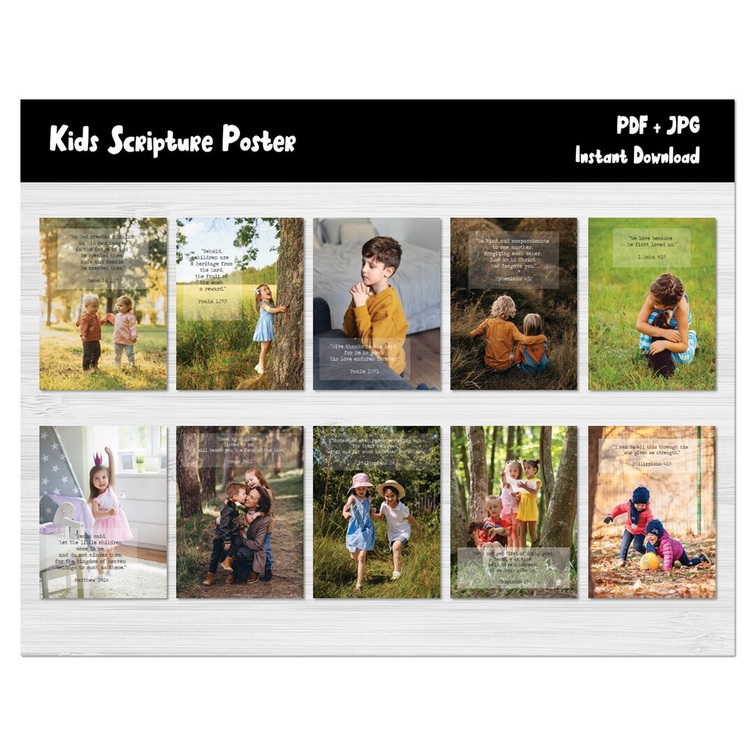 10 Sunday School Poster/christian Bulletin Board/kids Bible Verse Wall ...