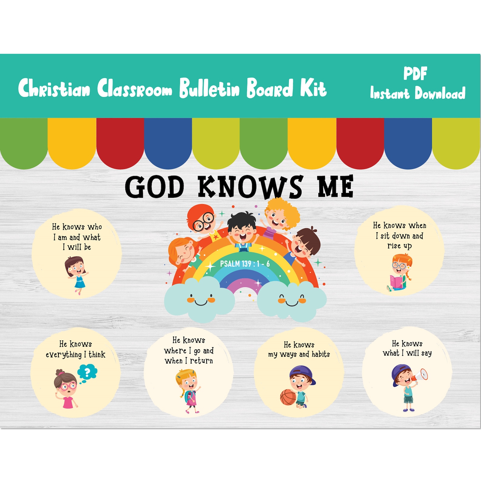 Christian Bulletin Board Kit/bible Verse Classroom Printable/sunday ...