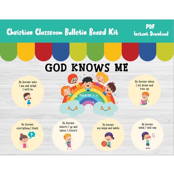 Christian Bulletin Board Kit/bible Verse Classroom Printable/sunday ...