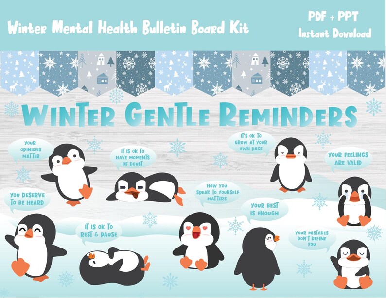 Winter Mental Health Bulletin Board Kit/self December Kindergarten ...