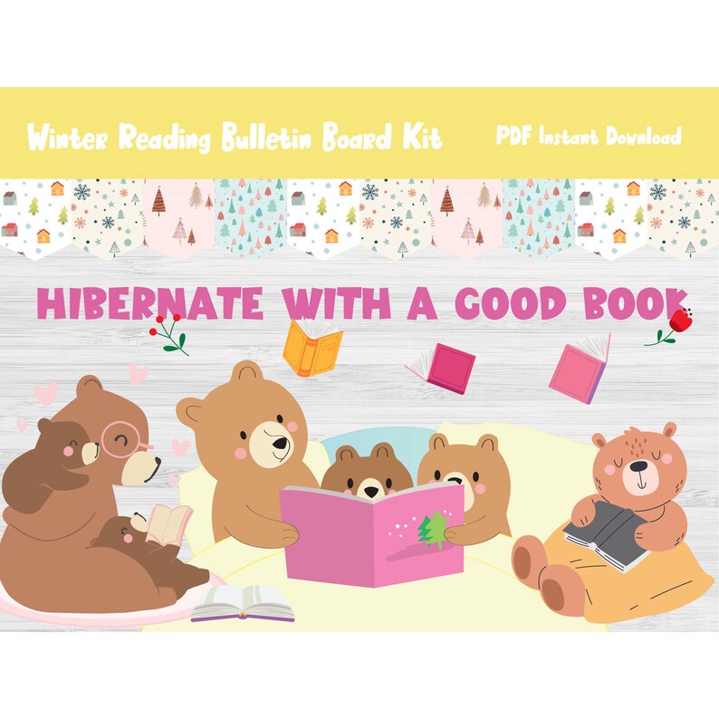 Winter Reading Bulletin Board Kit/library Printable/december ...