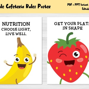 8 Cafeteria Bulletin Board Kit/kindergarten Lunch Room Posters ...