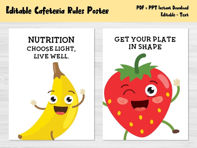 8 Cafeteria Bulletin Board Kit/kindergarten Lunch Room Posters ...