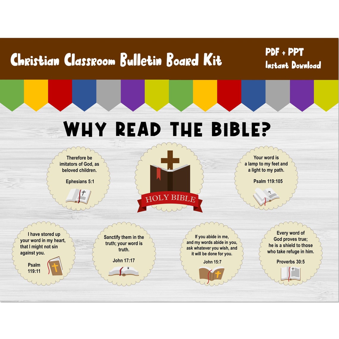Christian Bible Bulletin Board Kits/sunday School Classroom Printable ...
