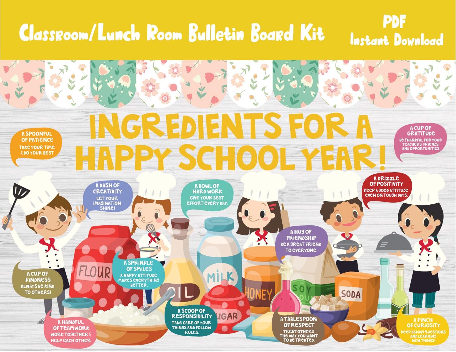 Lunchroom Back to School Bulletin Board Kit/welcome Back Lunch Room ...