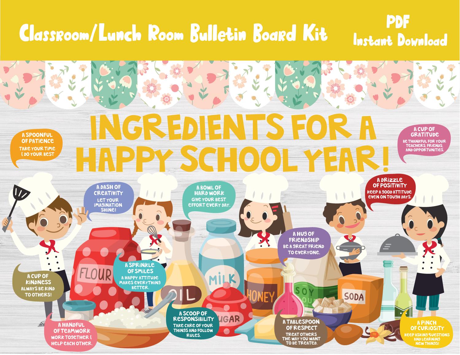 Lunchroom Back to School Bulletin Board Kit/welcome Back Lunch Room ...