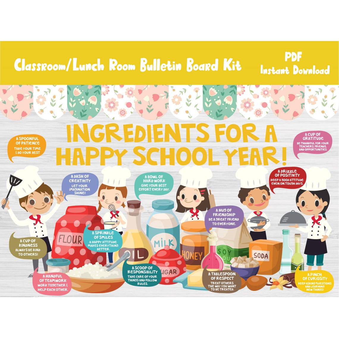 Lunchroom Back to School Bulletin Board Kit/welcome Back Lunch Room ...