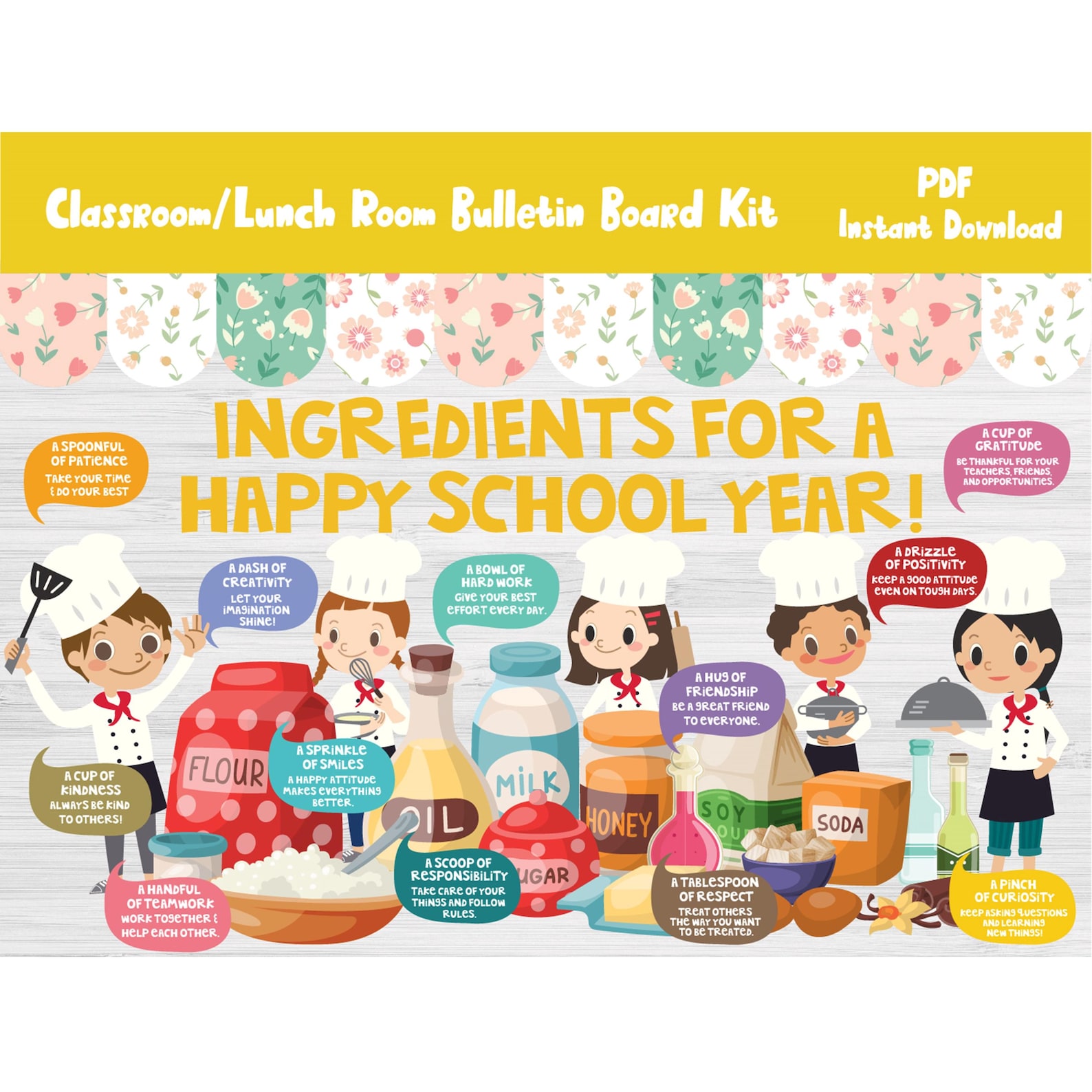 Lunchroom Back to School Bulletin Board Kit/welcome Back Lunch Room ...