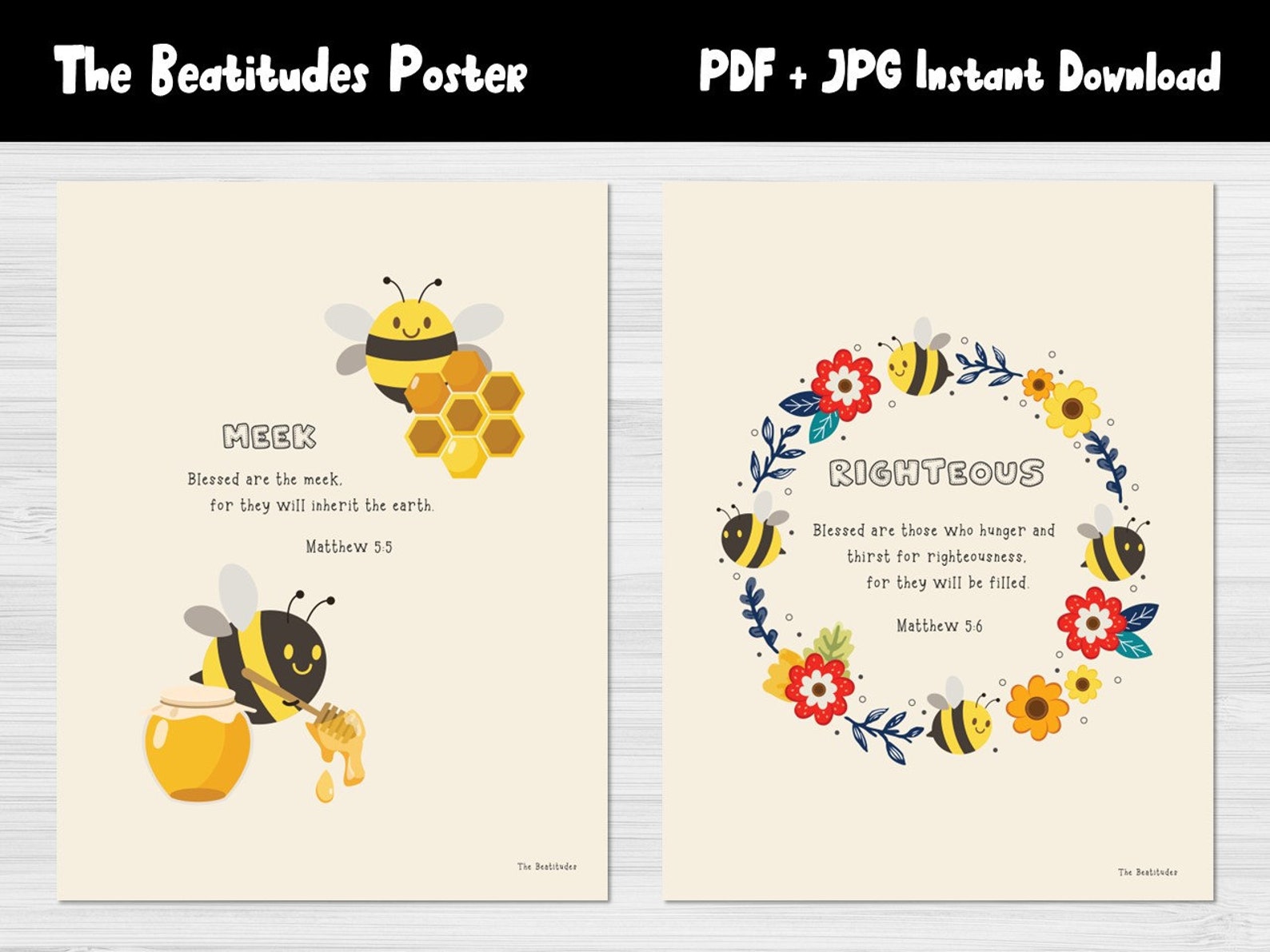 8 the Beatitudes Poster/christian Bulletin Board Kit/bible Verse ...