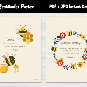 8 the Beatitudes Poster/christian Bulletin Board Kit/bible Verse ...
